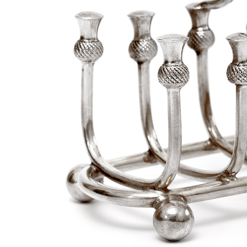 Edwardian Novelty Heart Shaped Silver Toast Rack with Four Sections (1905)