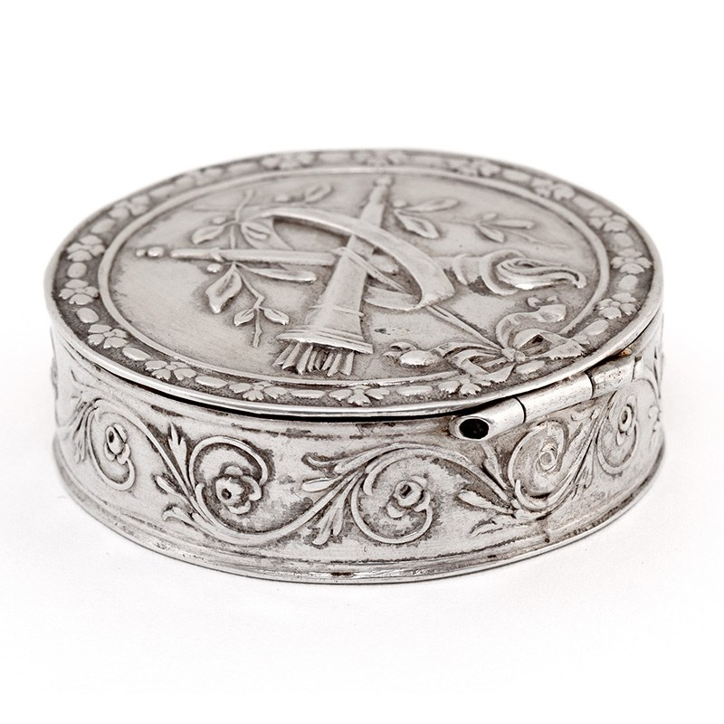 Oval Silver Plate and Cut Glass Box with a Plain Hinged Lid and Floral ...